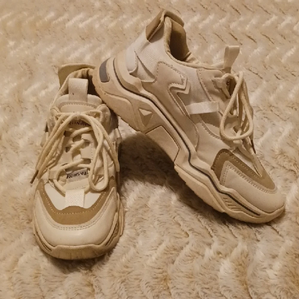 Shoes | Beige And Cream Chunky Sneakers | Poshmark